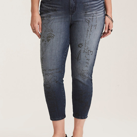 torrid | Jeans | Torrid Girlfriend Doodle Art Denim Nwt | Poshmark